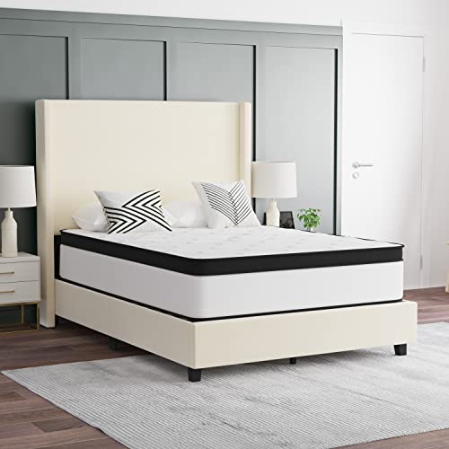 EMMA + OLIVER Asteria Extra Firm 12" Hybrid Mattress in a Box with CertiPUR-US Certified Foam, Pocket Spring Core & Knit Fabric Top for All Sleep Positions - Full