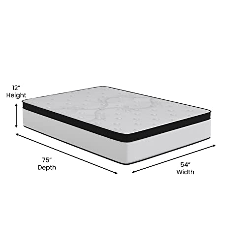 EMMA + OLIVER Asteria Extra Firm 12" Hybrid Mattress in a Box with CertiPUR-US Certified Foam, Pocket Spring Core & Knit Fabric Top for All Sleep Positions - Full