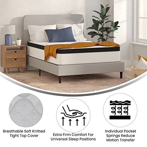 EMMA + OLIVER Asteria Extra Firm 12" Hybrid Mattress in a Box with CertiPUR-US Certified Foam, Pocket Spring Core & Knit Fabric Top for All Sleep Positions - Full