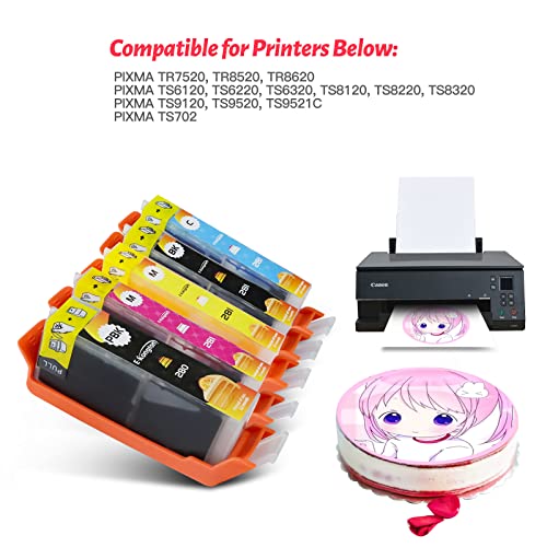 E-Kongton Ink Cartridges 280 281 for C A K E Printer, PGI-280 CLI-281 Ink Cartridge for C A K E Maker, Work with PIXMA TR7520 TS6120 TS6220 TS6320 TS8120 TS8220 TS9120 TS702 Printer, 5 Pack.