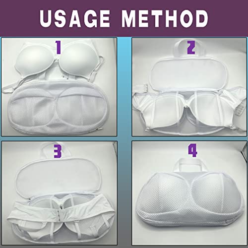 Bra Washing Bags for Laundry, Large Bra Laundry Bags for Washing Machine, Fits All Cups Anti Deformation Bra Washing Bag, Lingerie Bags for Washing Delicates (6 Pcs - Bule XXL)