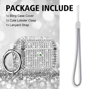 Case for AirPods Pro 2nd Generation, Filoto Cute AirPod Pro 2 Protective Case Cover for Women Girls, Bling Crystal PC Apple Air Pods Pro Cases Accessories with Lobster Clasp Keychain (Silver)