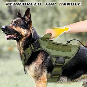 WINGOIN Green Harness with Handle Tactical Dog Harness Vest for Large Medium Dogs No Pull Adjustable Reflective K9 Military Dog Vest Harnesses for Walking, Hiking, Training(M)