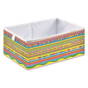 xigua Storage Cube Hearts Strip Pattern Foldable Storage Bins, Closet Shelves Organizer Fabric Storage Baskets for Clothes, Toys, Books, Office Supplies (Square)