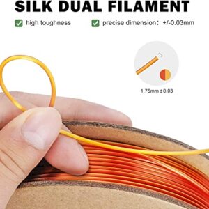 Silk Filament 1.75mm PLA Bundle - ERYONE PLA 3D Printer Filament -Dual Color 3D Printing Filament Dimensional Accuracy +/- 0.03mm, 250g * 4 Spools