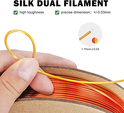 Silk Filament 1.75mm PLA Bundle - ERYONE PLA 3D Printer Filament -Dual Color 3D Printing Filament Dimensional Accuracy +/- 0.03mm, 250g * 4 Spools