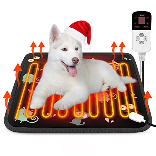 Wall Essential Pet Heating Pad Electric Dog Cat Heating Pad Pet Warming Bed Mat Waterproof Adjustable Temperature Pet Heated Pad with Timer for Pets Cats Dogs and Kittens