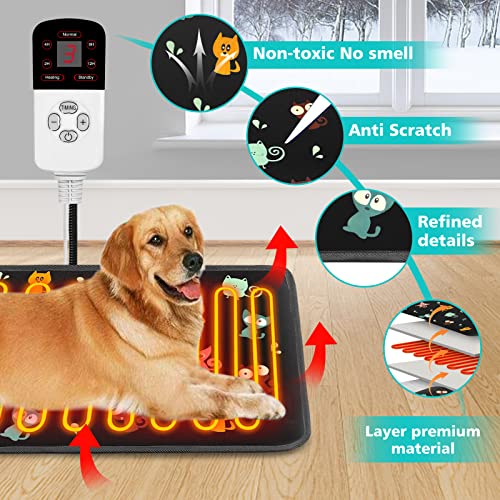 Wall Essential Pet Heating Pad Electric Dog Cat Heating Pad Pet Warming Bed Mat Waterproof Adjustable Temperature Pet Heated Pad with Timer for Pets Cats Dogs and Kittens