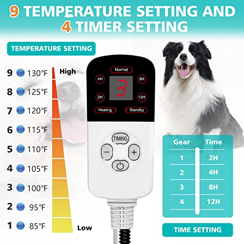 Wall Essential Pet Heating Pad Electric Dog Cat Heating Pad Pet Warming Bed Mat Waterproof Adjustable Temperature Pet Heated Pad with Timer for Pets Cats Dogs and Kittens