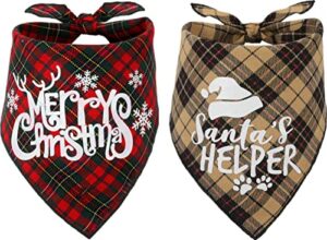 set of 2 dog christmas bandanas xmas bandanas for cat triangle small medium large dog scarf pet bibs