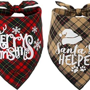 Set of 2 Dog Christmas Bandanas Xmas Bandanas for Cat Triangle Small Medium Large Dog Scarf Pet Bibs