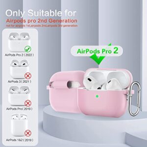 BOBEN AirPods Pro 2nd Generation Case Cover 2022 Silicone AirPods Pro 2 Case Cover with Lanyard and Keychain [Wireless Charging & Front LED Visible] (Pink)