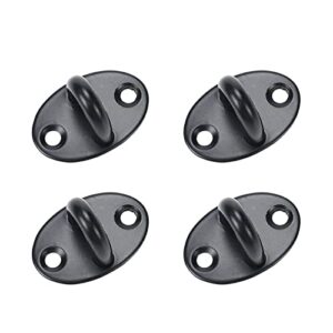 utalind 4 pcs stainless steel ceiling hooks black pad eye plate u hooks heavy duty wall mount ring hooks staple hook loop with screws(oval)