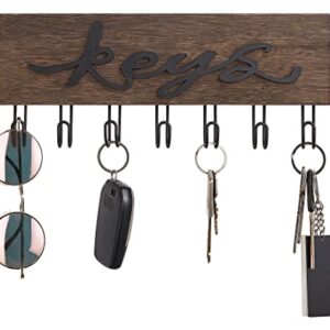 Mkono Key Holder for Wall Decorative with 7 Hooks, Wall Mounted Keys Hanger Organizer Rustic Wood Hanging Key Hooks Home Decor Farmhouse Key Rack for Entryway, Hallway, Office