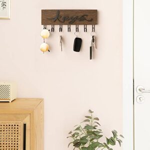 Mkono Key Holder for Wall Decorative with 7 Hooks, Wall Mounted Keys Hanger Organizer Rustic Wood Hanging Key Hooks Home Decor Farmhouse Key Rack for Entryway, Hallway, Office