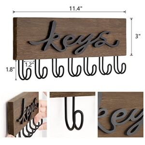 Mkono Key Holder for Wall Decorative with 7 Hooks, Wall Mounted Keys Hanger Organizer Rustic Wood Hanging Key Hooks Home Decor Farmhouse Key Rack for Entryway, Hallway, Office