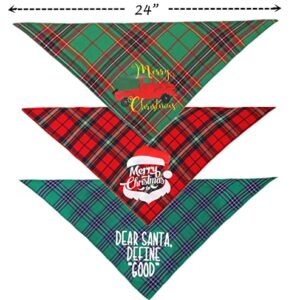 4 Pack Christmas Dog Bandanas, Classic Plaid Dog Scarf Bib, Premium Cotton Fabric, Holiday Bandanas for Small and Medium Dogs Pets