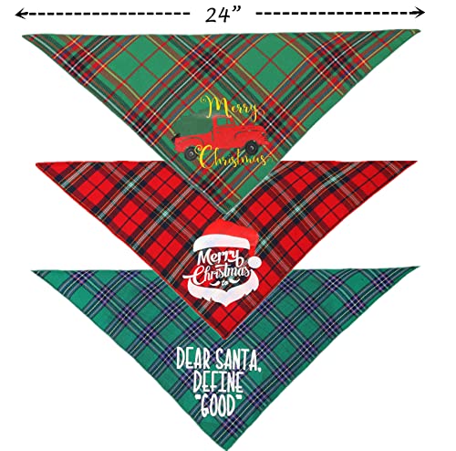 4 Pack Christmas Dog Bandanas, Classic Plaid Dog Scarf Bib, Premium Cotton Fabric, Holiday Bandanas for Small and Medium Dogs Pets