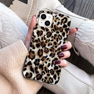 J.west Case Compatible with iPhone 14 6.1-inch, Luxury Sparkle Translucent Clear Leopard Cheetah Print Pearly Design Soft Silicone Slim TPU Protective Phone Case Cover for Girls Women (Bling)