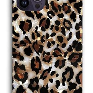 J.west iPhone 14 Pro Case, Luxury Sparkle Clear Leopard Silicone Cover, 6.1 inch Cheetah Design for Girls & Women