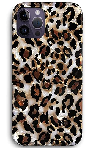 J.west iPhone 14 Pro Case, Luxury Sparkle Clear Leopard Silicone Cover, 6.1 inch Cheetah Design for Girls & Women