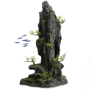 penck aquarium mountain decoration rock hiding cave fish tank decor resin stone aquarium ornament accessories landscape with small artificial plants