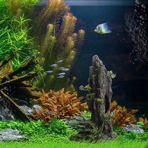 PENCK Aquarium Mountain Decoration Rock Hiding Cave Fish Tank Decor Resin Stone Aquarium Ornament Accessories Landscape with Small Artificial Plants