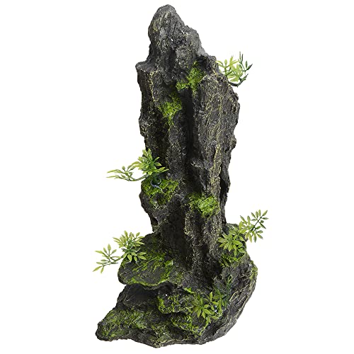 PENCK Aquarium Mountain Decoration Rock Hiding Cave Fish Tank Decor Resin Stone Aquarium Ornament Accessories Landscape with Small Artificial Plants