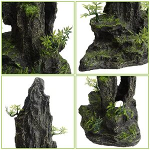 PENCK Aquarium Mountain Decoration Rock Hiding Cave Fish Tank Decor Resin Stone Aquarium Ornament Accessories Landscape with Small Artificial Plants