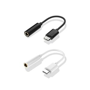 Mikikit Headphone Adapters 2pcs Type-c Aux Cable Earphone Male .mm Black Audio Type to Adapter USB-c Jack USB C Female Headphone Adapter