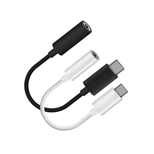 Mikikit Headphone Adapters 2pcs Type-c Aux Cable Earphone Male .mm Black Audio Type to Adapter USB-c Jack USB C Female Headphone Adapter