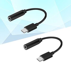 Mikikit Headphone Adapters 2pcs Type-c Aux Cable Earphone Male .mm Black Audio Type to Adapter USB-c Jack USB C Female Headphone Adapter