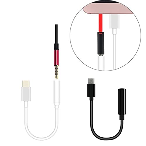 Mikikit Headphone Adapters 2pcs Type-c Aux Cable Earphone Male .mm Black Audio Type to Adapter USB-c Jack USB C Female Headphone Adapter