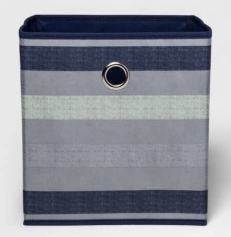 Room Essentials™ - 11" Fabric Cube Storage Bin - Navy Stripe - Set of 6