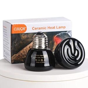 cuuqii 2 packs reptile heat lamp ceramic emitter, 100w heat lamp bulbs ceramic heat lamp no light emitting chicken coop heater for amphibian pet incubating chick reptile heater-e26/e27 base