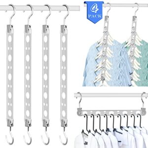 opaprain deluxe aluminum alloy home space saving coat hanger, magic laminated coat hanger wardrobe organizer, essential college room wardrobe organizer (4pack)