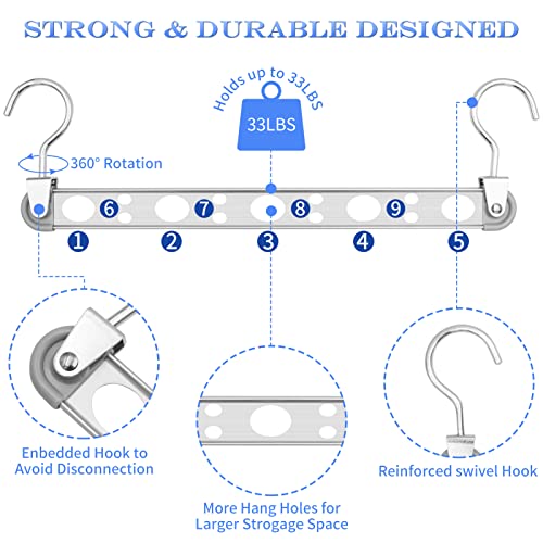 opaprain Deluxe Aluminum Alloy Home Space Saving Coat Hanger, Magic Laminated Coat Hanger Wardrobe Organizer, Essential College Room Wardrobe Organizer (4pack)