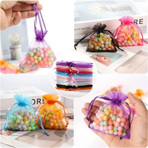 ENNIYU Sheer Organza Bags, 3x4 Wedding Party Favor Bags with Drawstring, Mixed Color Mesh Gift Pouches for Jewelry Gift Bags Christmas Candy Bags