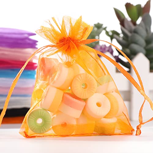 ENNIYU Sheer Organza Bags, 3x4 Wedding Party Favor Bags with Drawstring, Mixed Color Mesh Gift Pouches for Jewelry Gift Bags Christmas Candy Bags