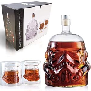 fs transparent creative whiskey decanter set with 2 glasses, wine,brandy, scotch,vodka, whiskey carafe for brandy, liquor-750ml gifts for men, dad,husband, boyfriend