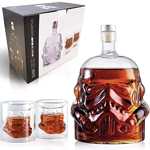 FS Transparent Creative Whiskey Decanter Set With 2 Glasses, Wine,Brandy, Scotch,Vodka, Whiskey Carafe for Brandy, Liquor-750ml Gifts for Men, Dad,Husband, Boyfriend