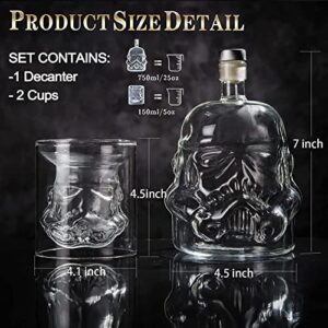 FS Transparent Creative Whiskey Decanter Set With 2 Glasses, Wine,Brandy, Scotch,Vodka, Whiskey Carafe for Brandy, Liquor-750ml Gifts for Men, Dad,Husband, Boyfriend