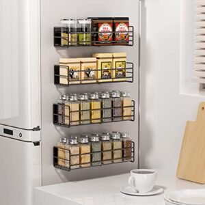 vetacsion 4 pack moveable fridge magnetic spice racks,metal black