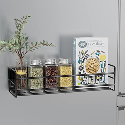 Vetacsion 4 Pack Moveable Fridge Magnetic Spice Racks,Metal Black