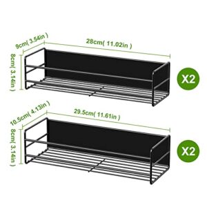 Vetacsion 4 Pack Moveable Fridge Magnetic Spice Racks,Metal Black