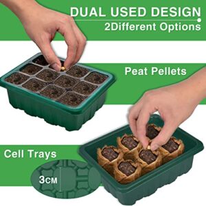 YAUNGEL Seed Starter Tray with Grow Light, 4 Pack Seed Starter Kit with Timing Controller Adjustable Brightness, Thicken Seedling Starter Trays with Humidity Domes Heightened Lids, Gift Box