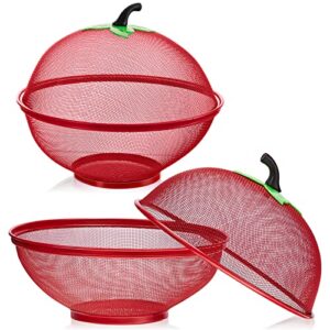 2 pieces apple shaped fruit basket red metal wire mesh holder covered fruit bowl for kitchen counter mesh fruit holder fruits storage drain basket apple basket food strainers for banana vegetables