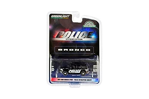 ModelToyCars 2021 Ford Bronco Sport - Police Interceptor, Black - Greenlight 30339 - 1/64 Scale Diecast Car