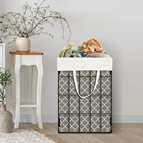 GALMAXS7 Laundry Basket Hamper Large Collapsible Metal Laundry Basket with Removable and Washable Bag Heavy Duty Laundry Basket Wire Frame Clothes Hampers for Laundry Bedroom Towels Toys