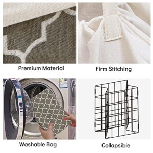 GALMAXS7 Laundry Basket Hamper Large Collapsible Metal Laundry Basket with Removable and Washable Bag Heavy Duty Laundry Basket Wire Frame Clothes Hampers for Laundry Bedroom Towels Toys